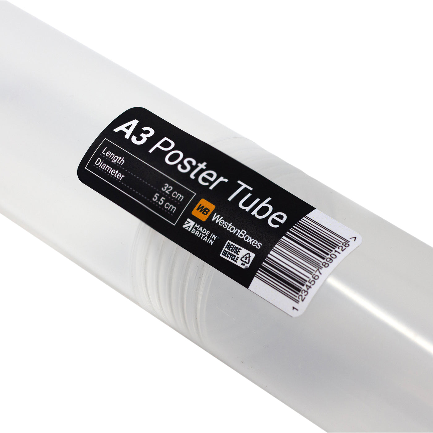 A3 Poster Tube - Clear Plastic With 50/50 Screw Split — WestonBoxes