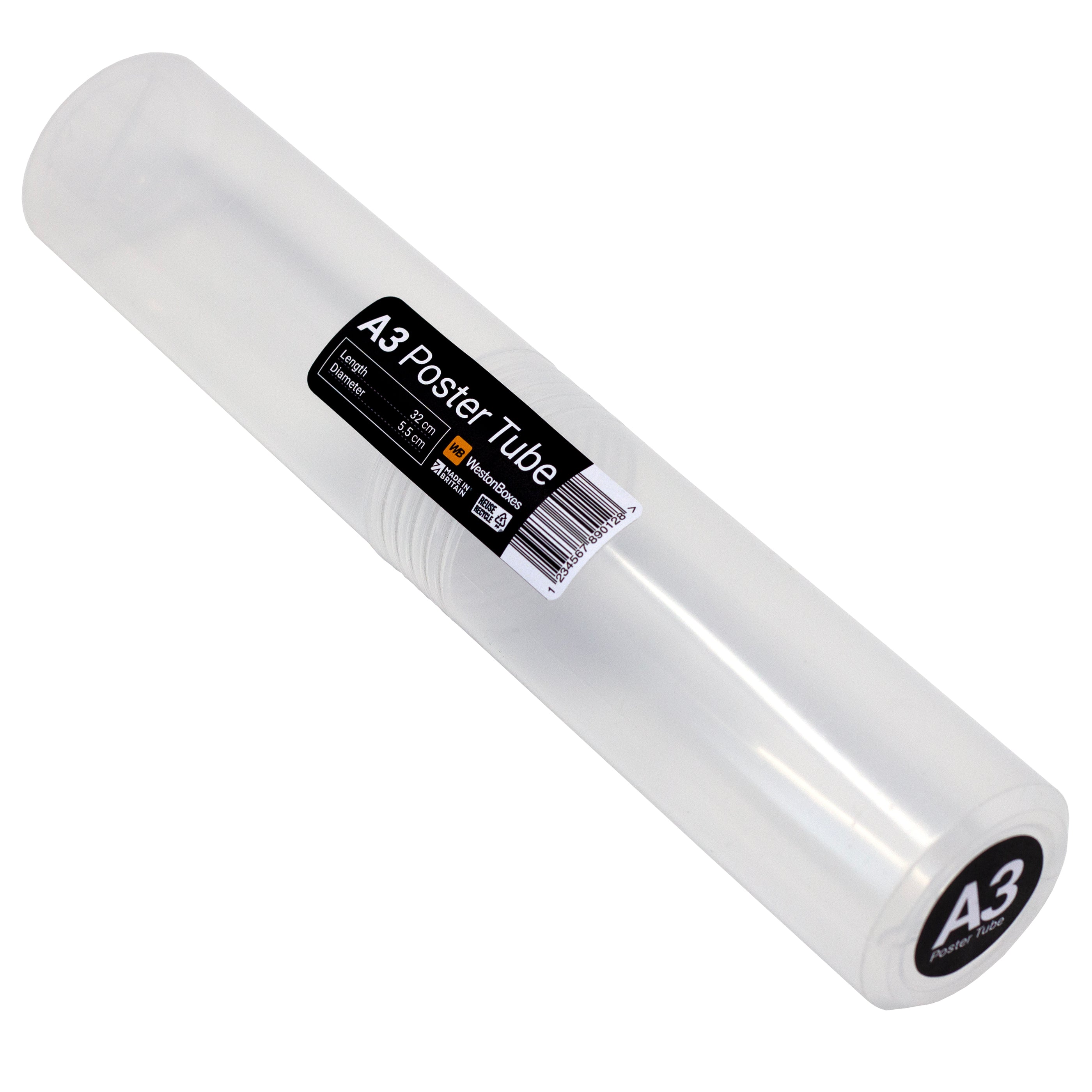 A3 Poster Tube - Clear Plastic With 50/50 Screw Split — WestonBoxes
