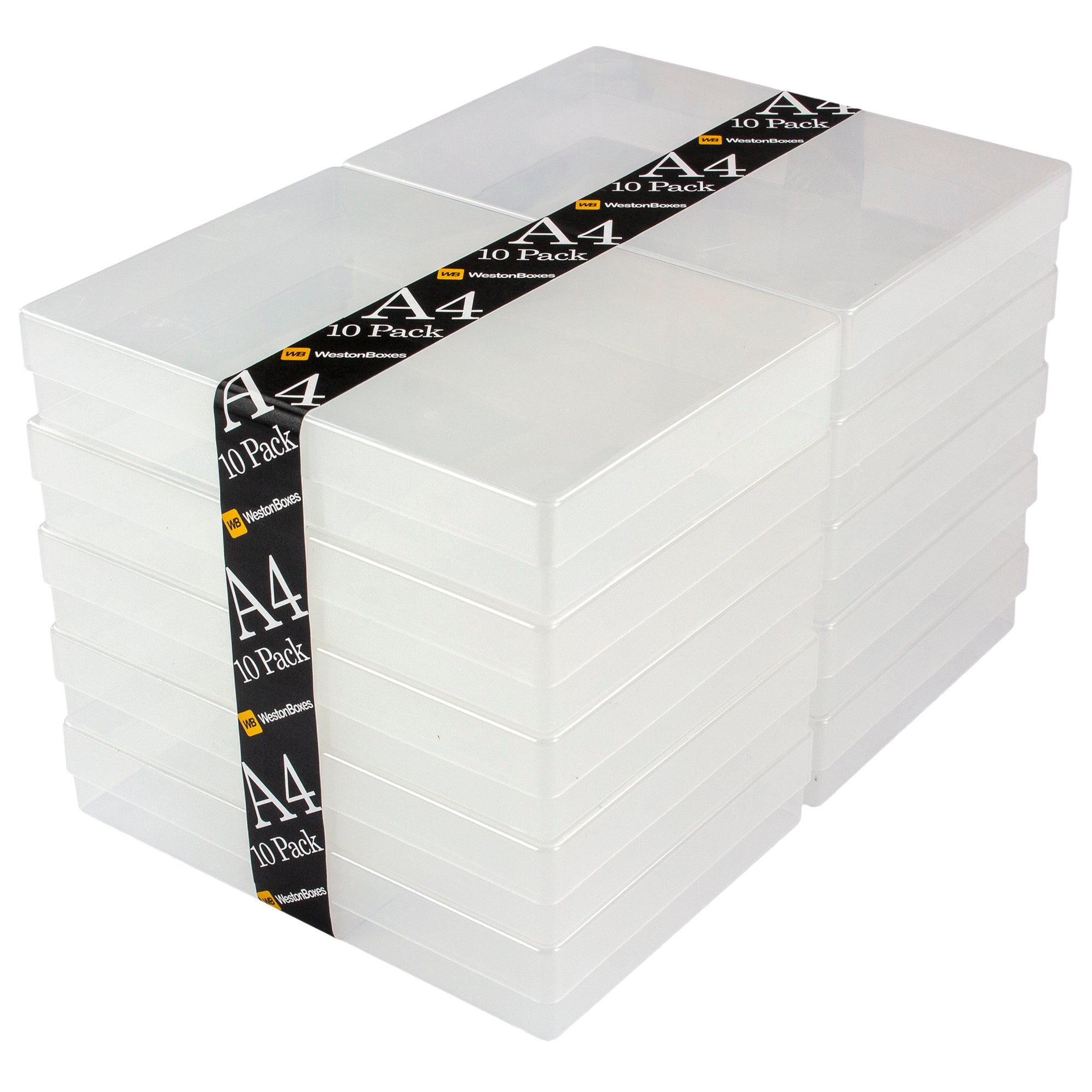 WestonBoxes Plastic Storage Box for A4 Paper, Clear