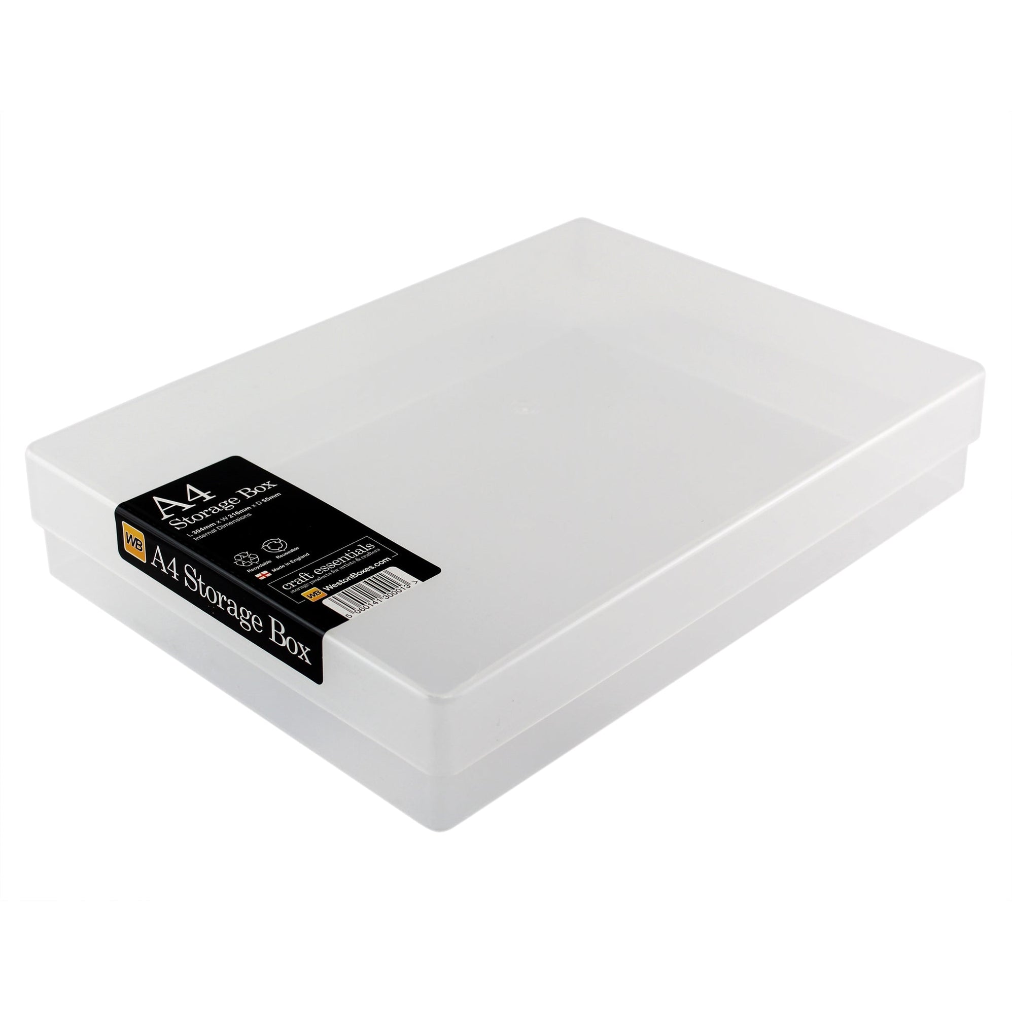 WestonBoxes Plastic Storage Box for A4 Paper, Clear