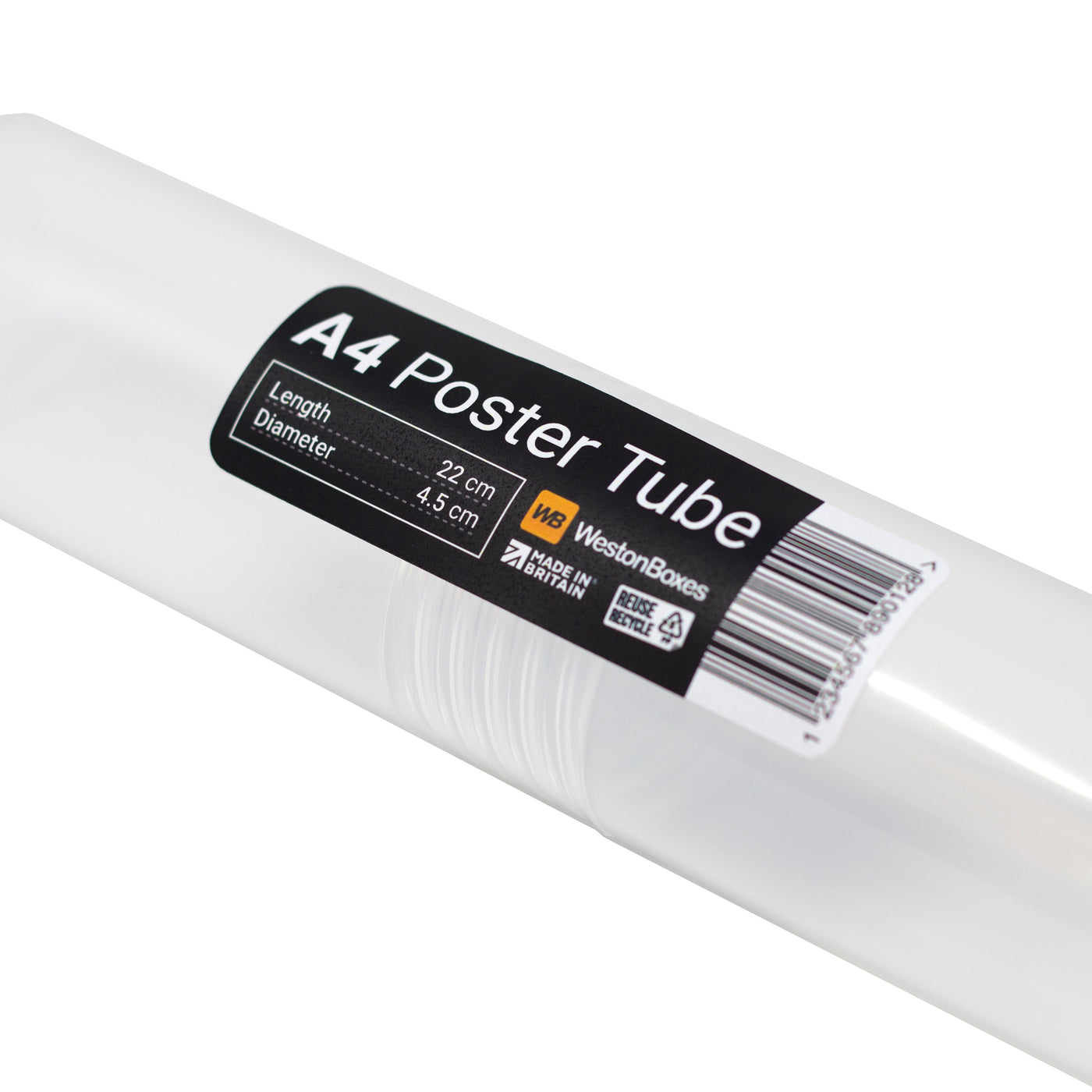 A4 Poster Tube - Clear Plastic With 50/50 Screw Split — WestonBoxes