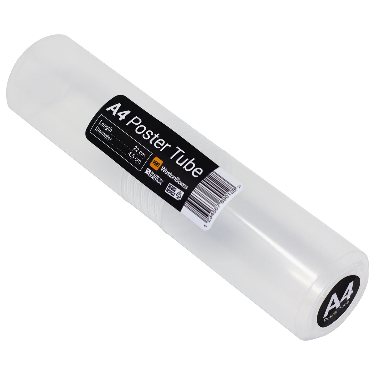 A4 Poster Tube - Clear Plastic With 50/50 Screw Split — WestonBoxes