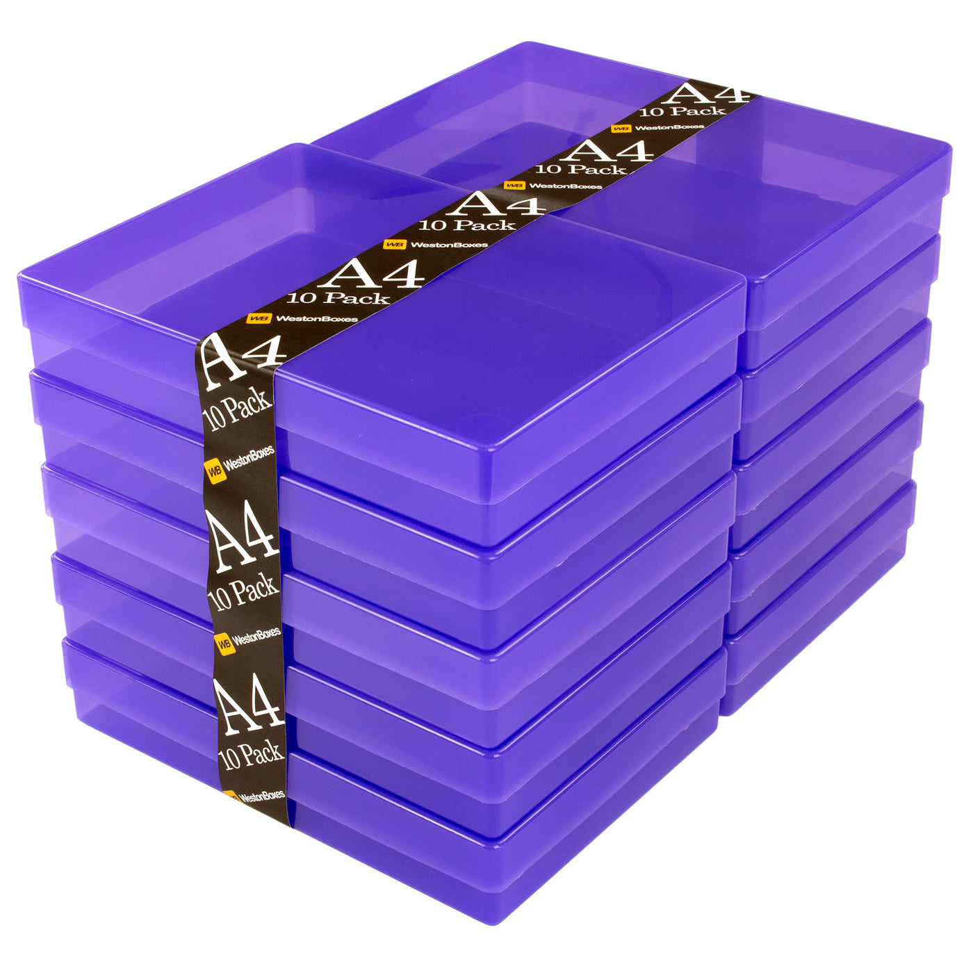 WestonBoxes Plastic Storage Box for A4 Paper, Clear