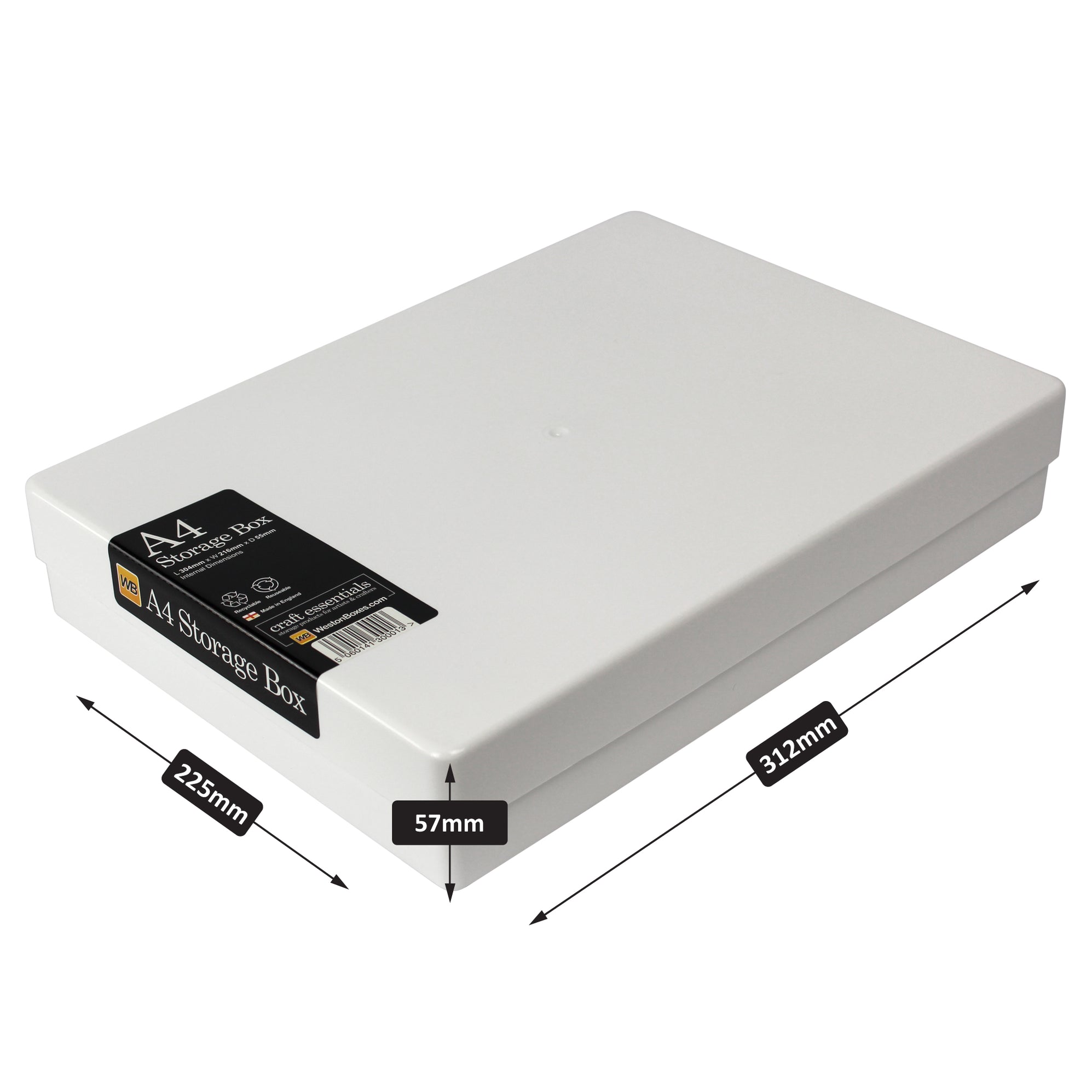 WestonBoxes Heavy Duty, Tough Storage Box for A4 Paper, White